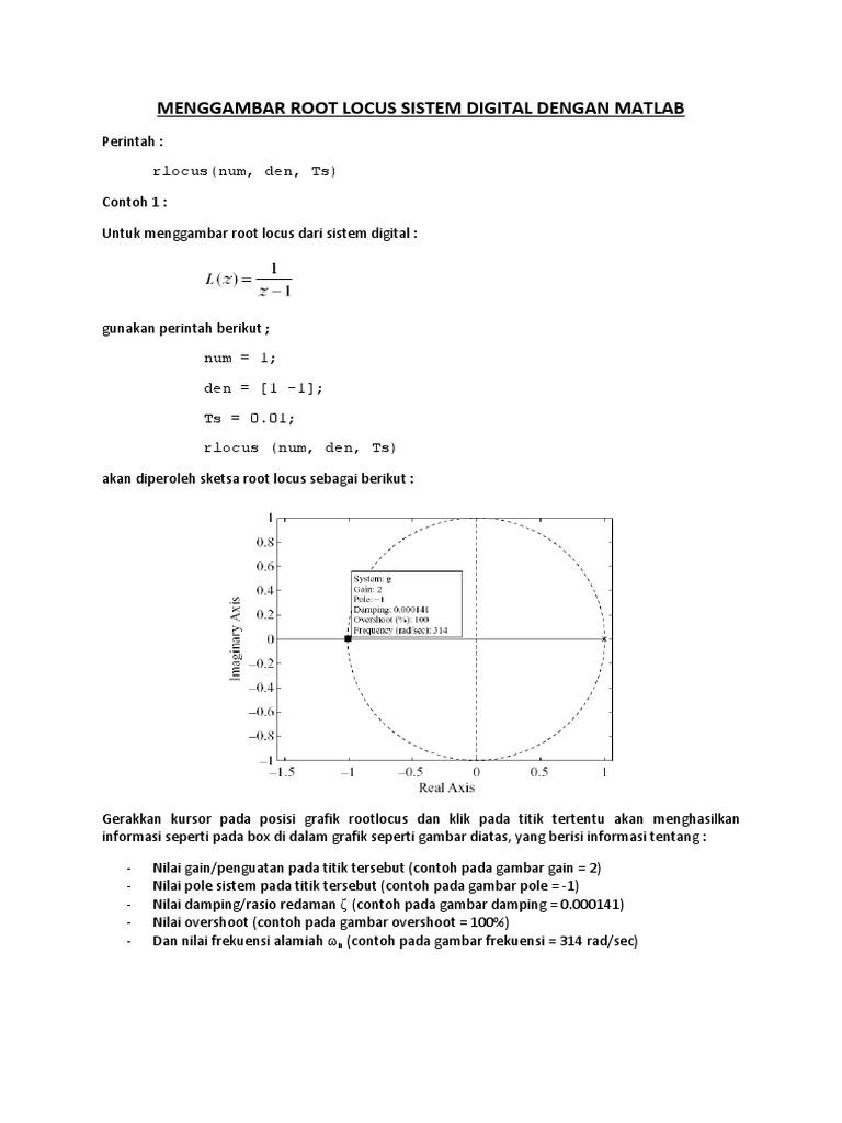 Menggambar Root Locus dengan MATLAB | PDF