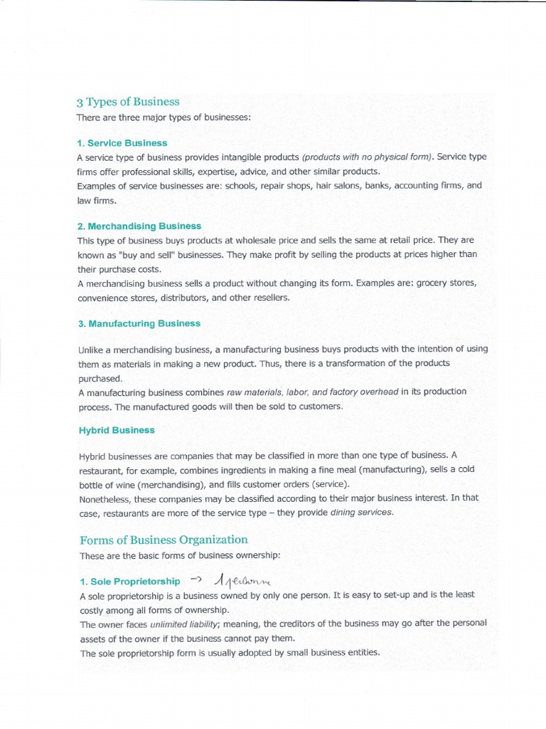 3 Types of Business PDF | PDF | Limited Liability Company | Partnership