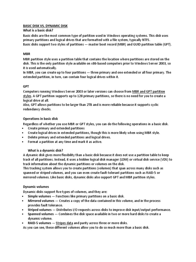Basic Disk Vs Dynamic Disk | PDF | Active Directory | Domain Name System