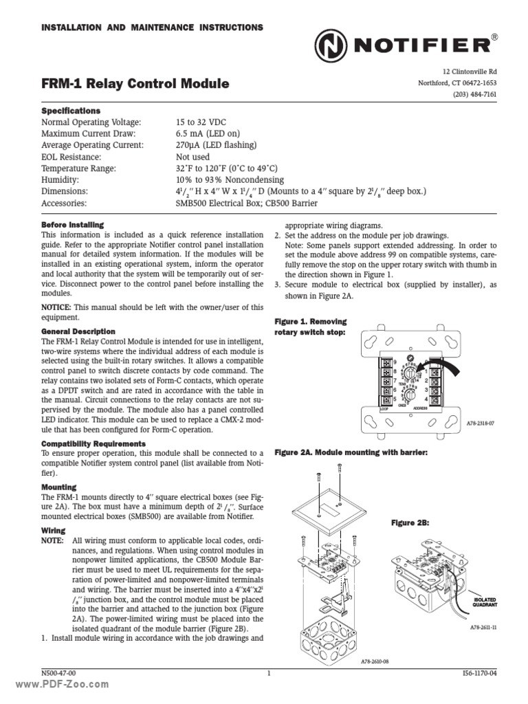 Notifier FRM 1 Relay Control Module PDF | PDF | Relay | Switch