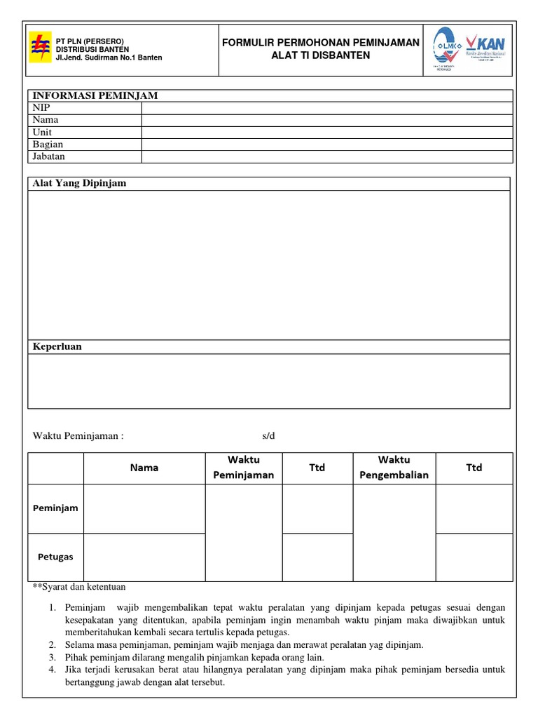 Form Peminjaman Alat Ti | PDF
