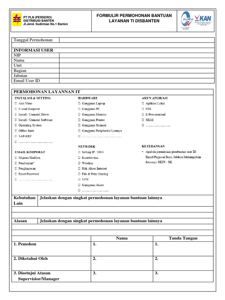 Form Layanan IT | PDF