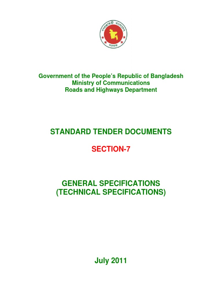Standard Tender Documents Section 7 | PDF | Specification (Technical Standard) | Road