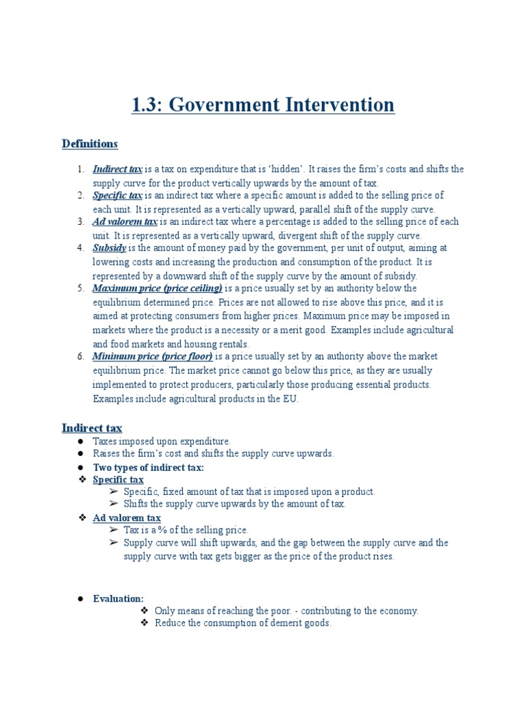 1.3 - Government Intervention | PDF | Economic Surplus | Economic ...