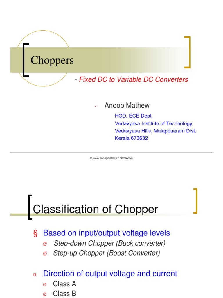 Choppers: Fixed DC To Variable DC Converters | PDF