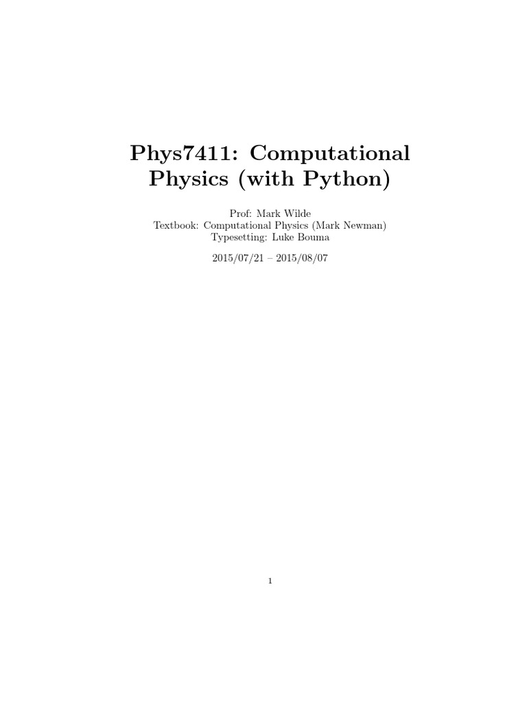 Computational Physics | PDF | Matrix (Mathematics) | Numerical Analysis