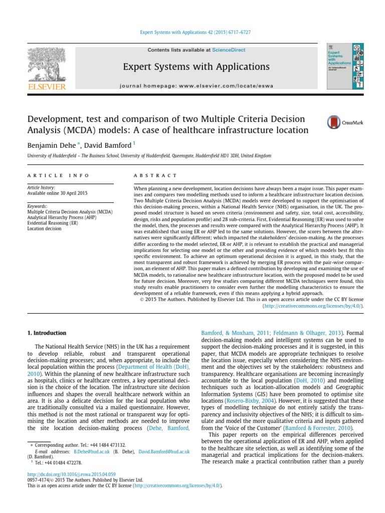 Comparison of Two MCDA Models | PDF | Decision Making | Health Care