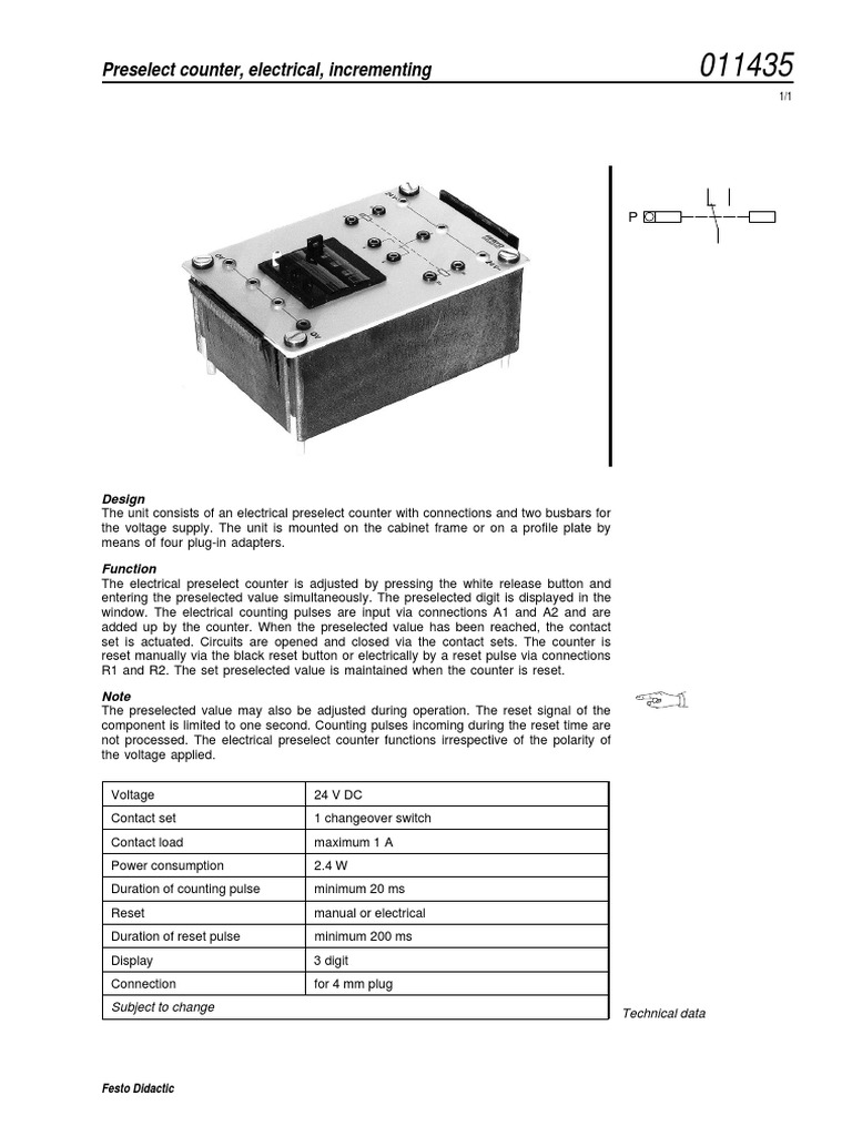 Electrical Preselect Counter Guide | PDF