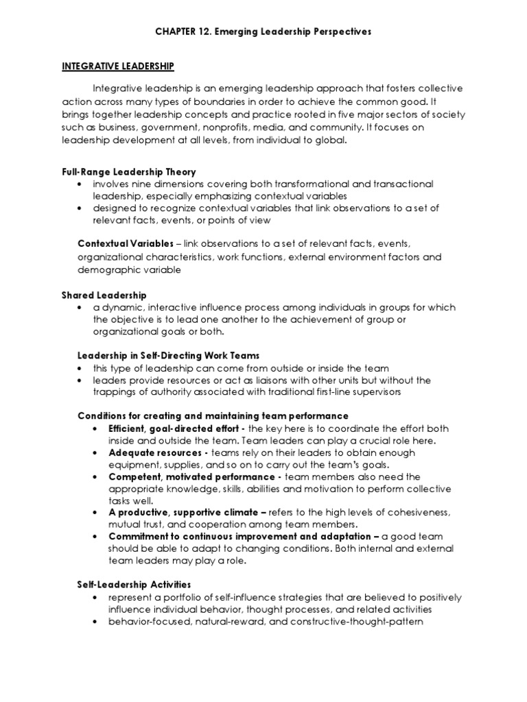 Emerging Perspectives in Leadership | PDF | Leadership | Motivation