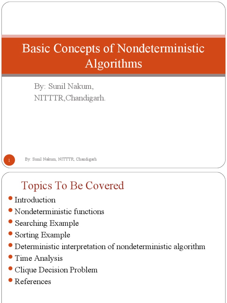 Basic Concepts of Non Deter Minis Tic Algorithms | PDF | Algorithms ...