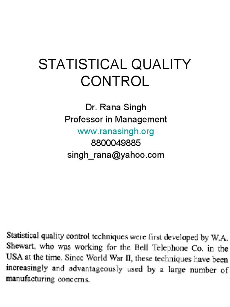 Statistical Quality Control | PDF