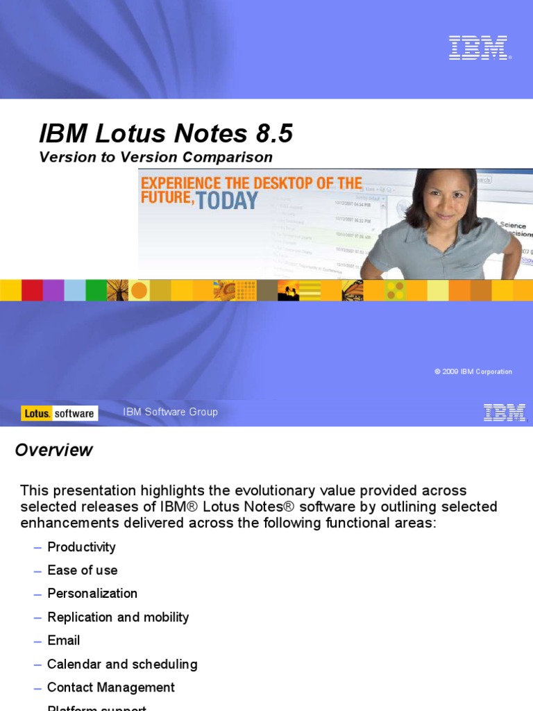 IBM Lotus Notes 8.5: Version To Version Comparison | PDF