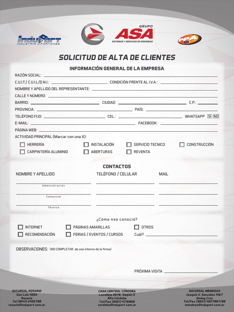 Ficha de Alta de Clientes Editable Con Logo Nuevo | PDF | Red mundial ...
