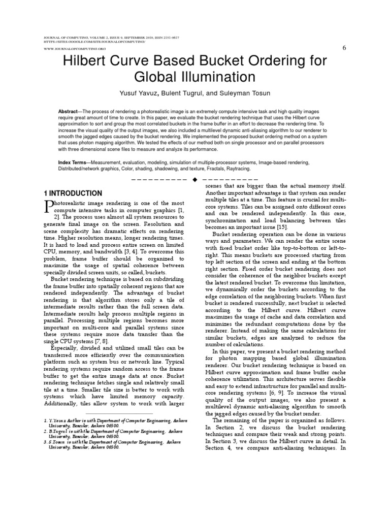 Hilbert Curve Based Bucket Ordering For Global Illumination | PDF | Rendering (Computer Graphics ...