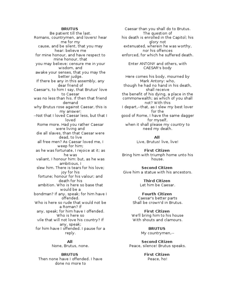 BRUTUS | PDF | Julius Caesar | Mark Antony