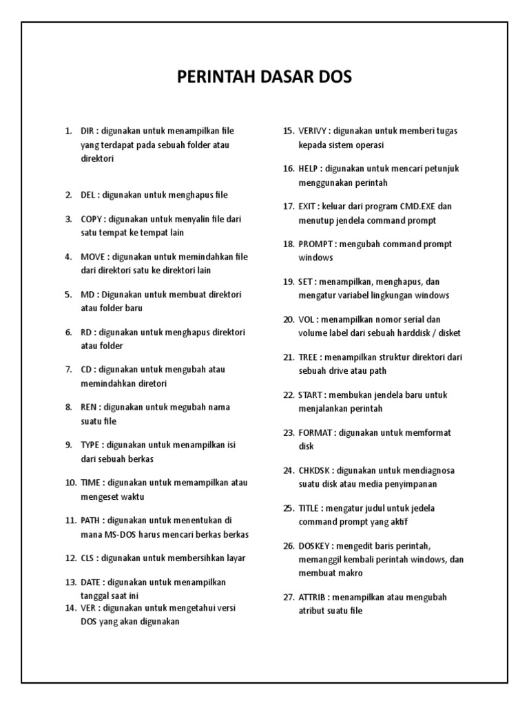 Perintah Dasar Dos | PDF