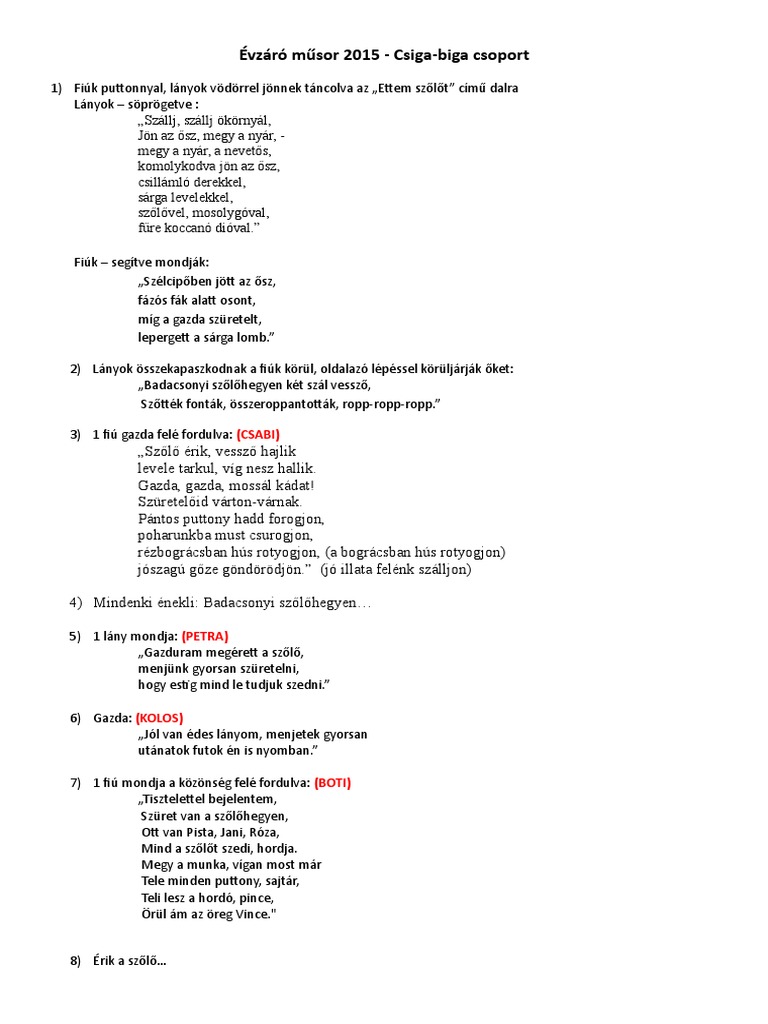Évzáró Műsor 2015 | PDF