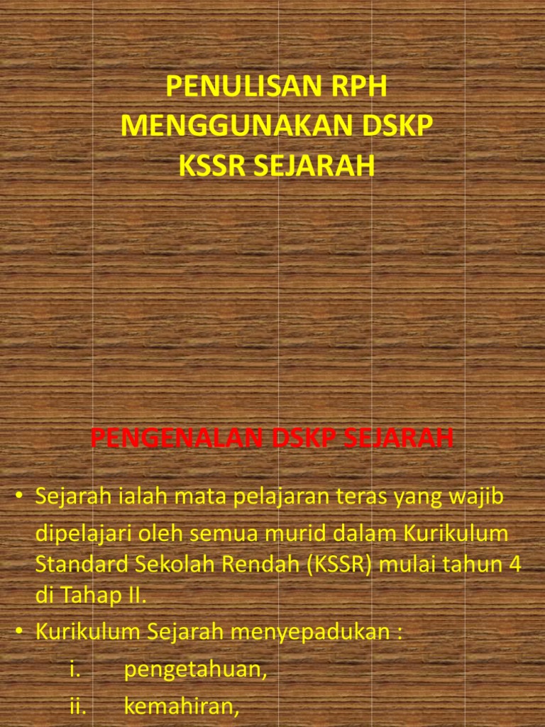 Penulisan RPH Menggunakan DSKP | PDF