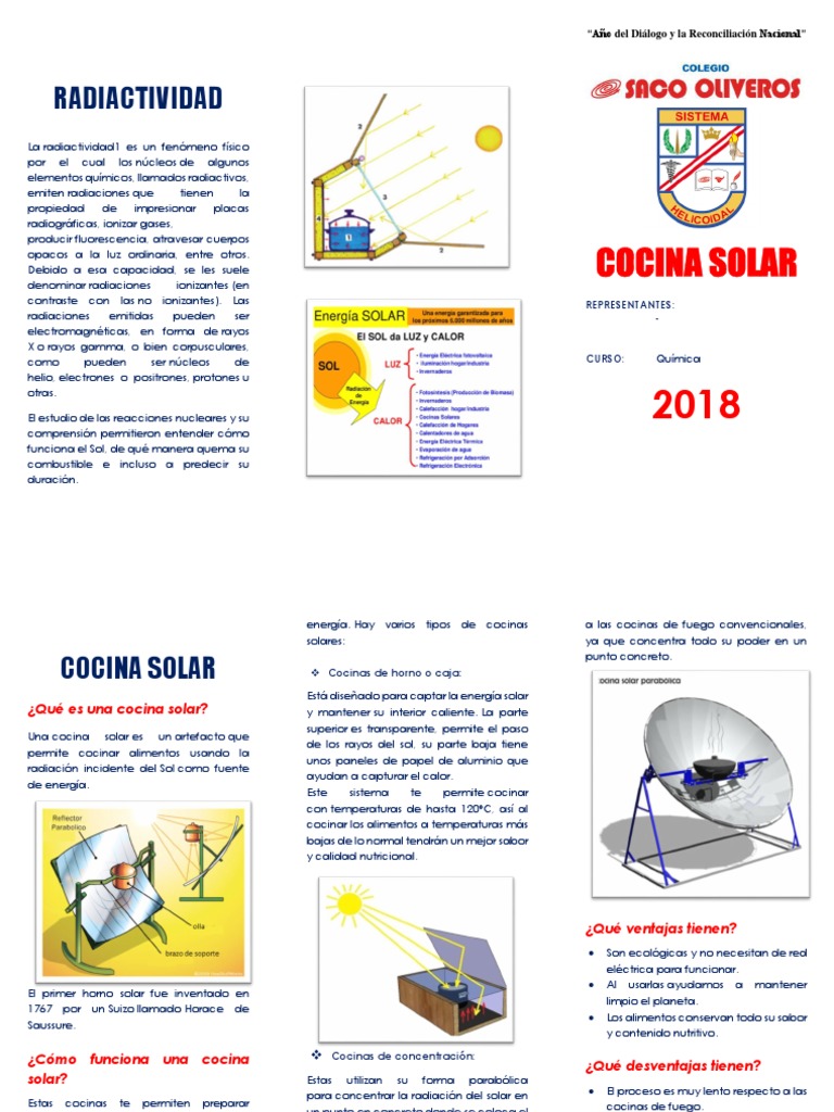 TRIPTICO Cocina Solar | PDF | Energía solar | Desintegración radioactiva