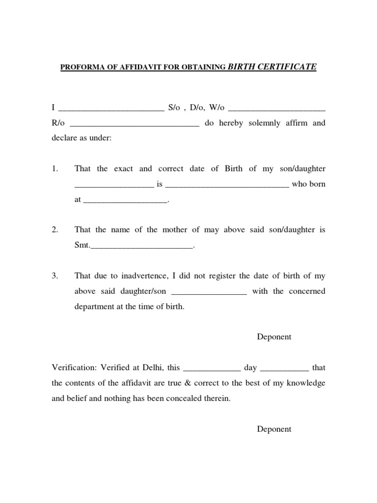 Affidavit - Birth Certificate | PDF | Finance & Money Management