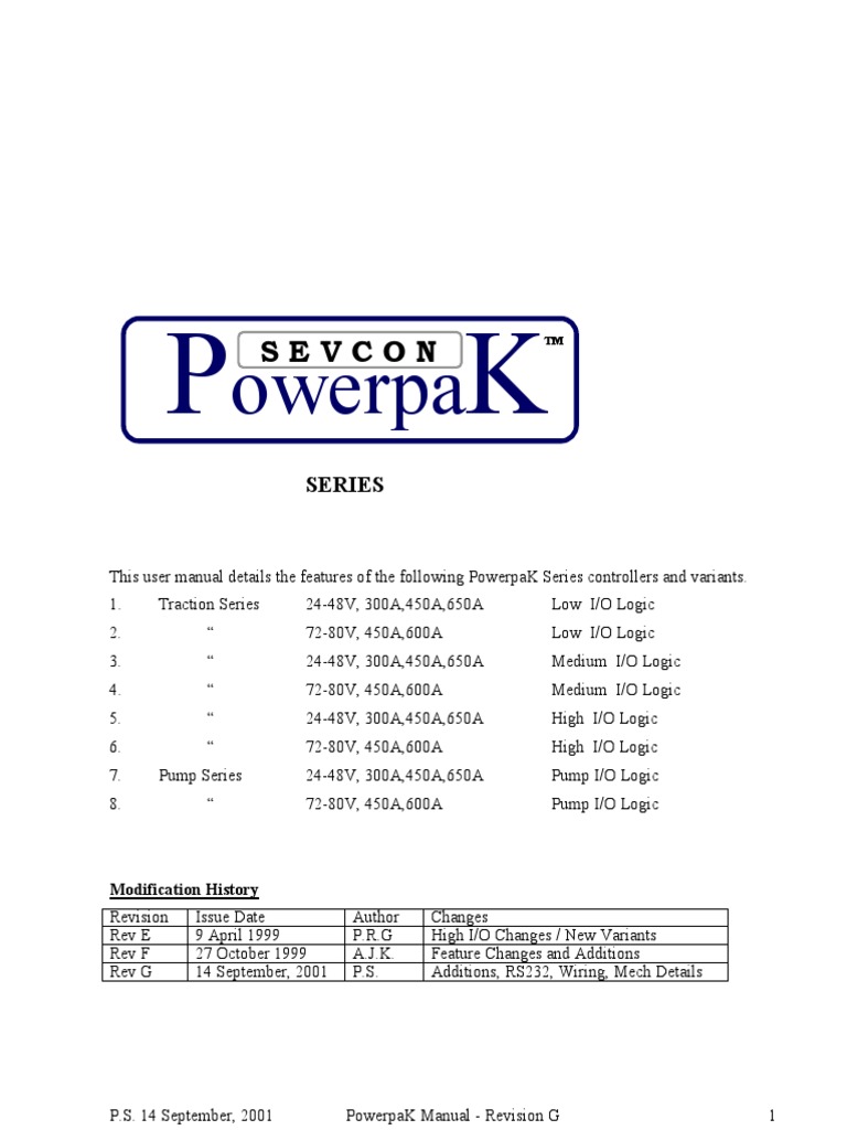 Sevcon PowerpaK (Series) Manual - With Calibrator Section | PDF ...
