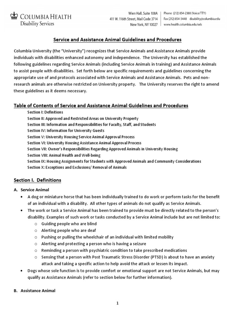 Service and Assistance Animal Policy | PDF | Vaccination | Roommate