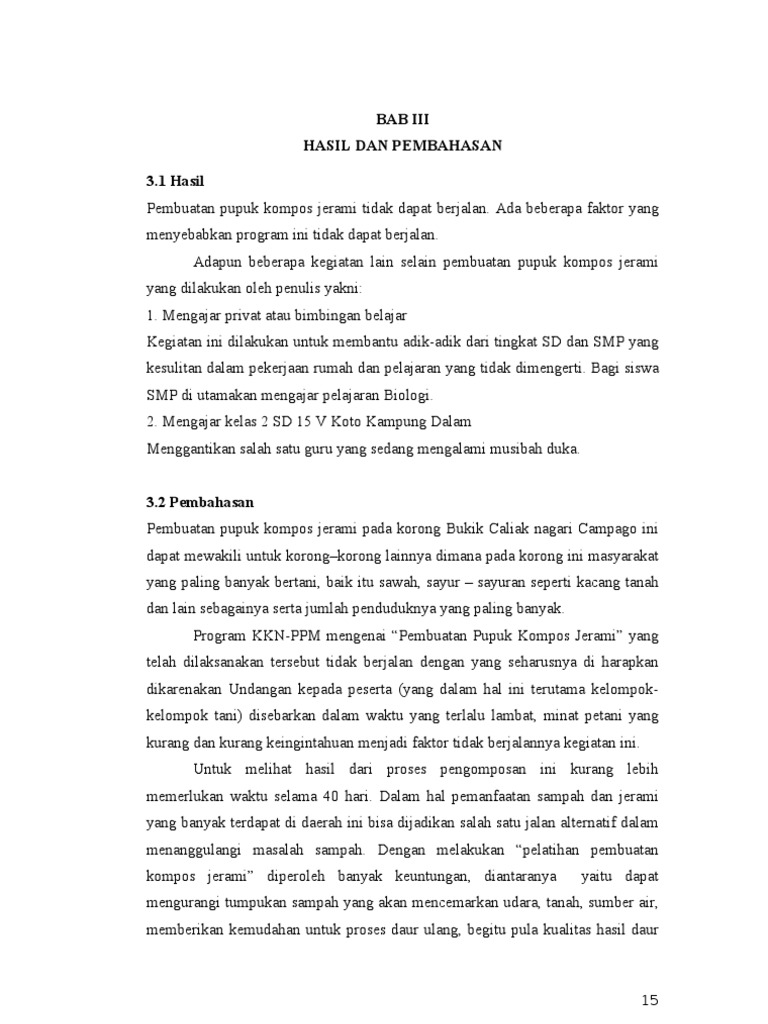 BAB III Hasil Dan Pembahasan | PDF