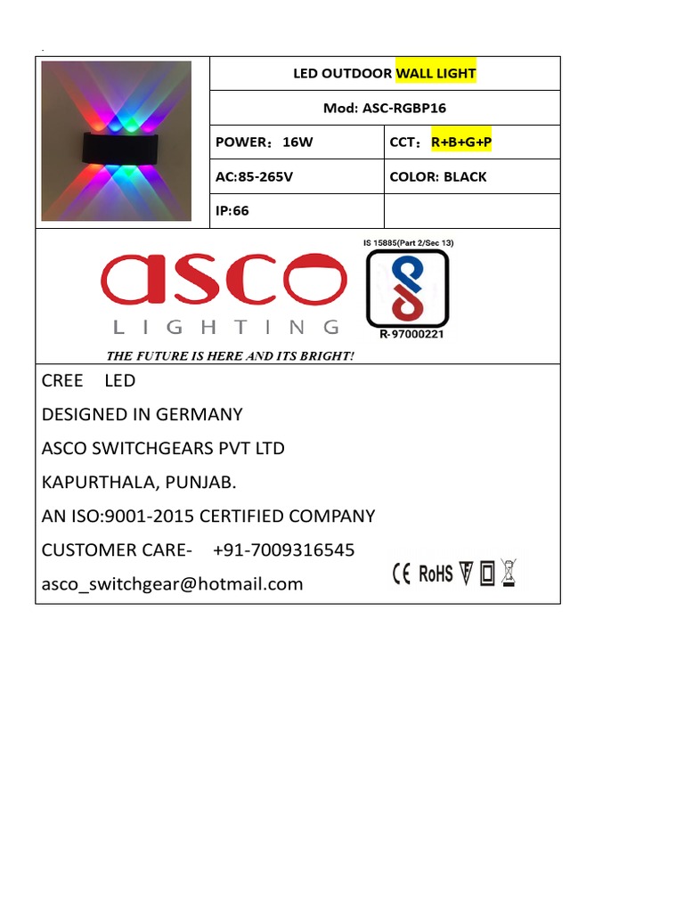 Asco Led Lighting Catalogue | PDF | Light | Electromagnetic Spectrum