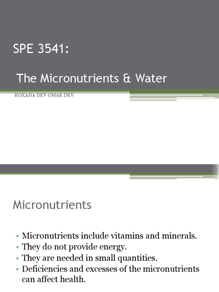 The Micronutrients & Water: Roxana Dev Omar Dev | PDF | Vitamin ...