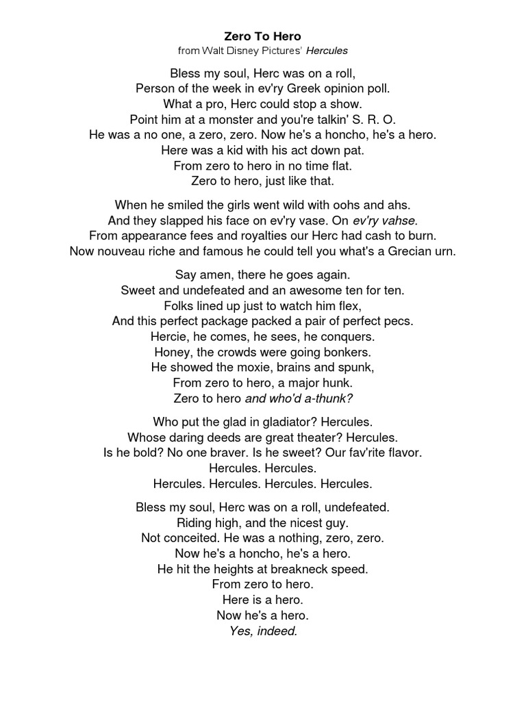 Zero To Hero (Hercules) | PDF