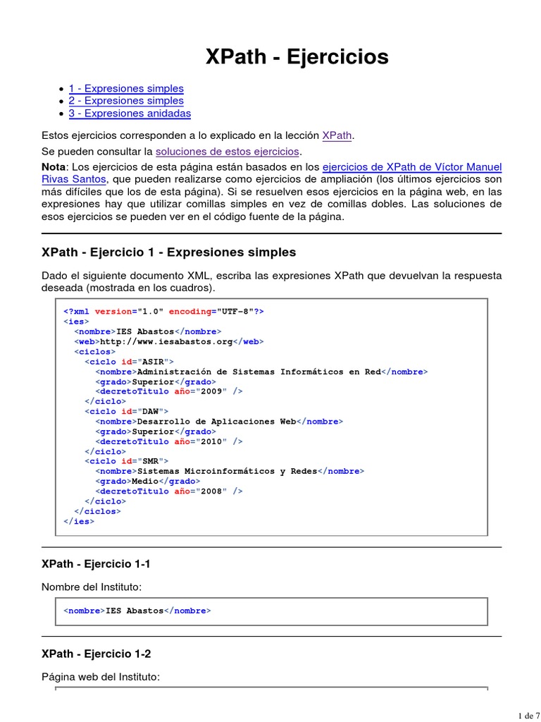 Ejercicios de XPath y XML | PDF | X camino | Comillas