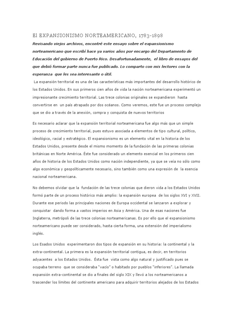 El Expansionismo Norteamericano | Thomas Jefferson | Los Estados Unidos ...