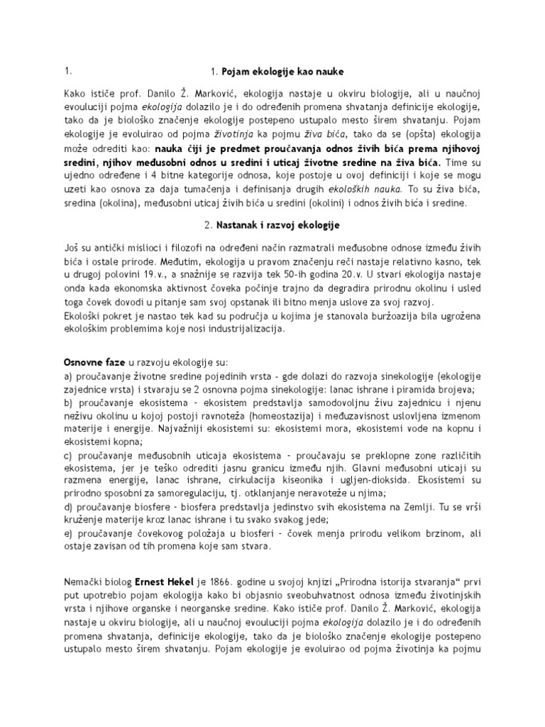 Ispit Ekologija | PDF