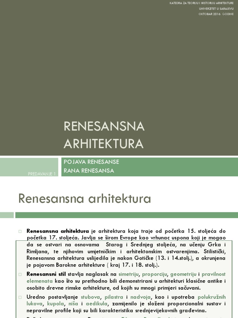 Renesansna Arhitektura-Pojava Renesanse - 3b Rana Renesansa PDF | PDF