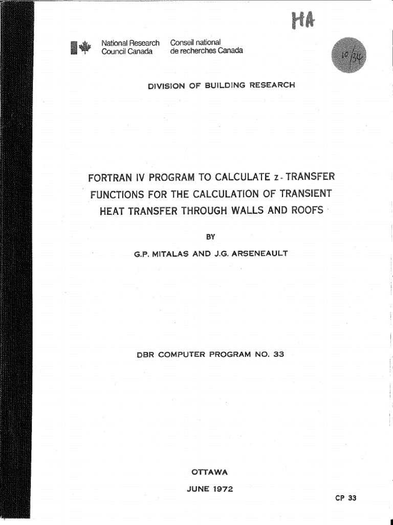 B10 - 34 - 1972 - Jun - Fortran IV Program To Calculate Z-Transfer Funtions For The Calculation ...