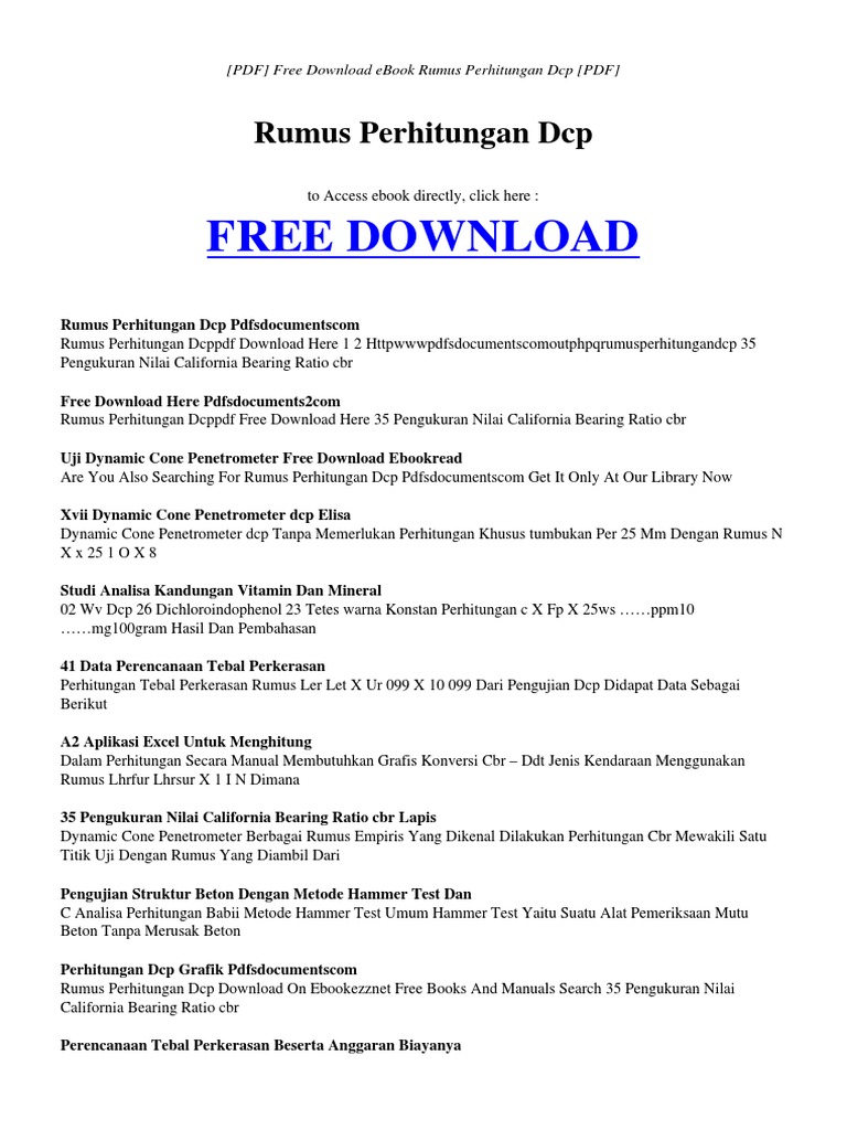 Rumus Perhitungan DCP dan CBR | PDF