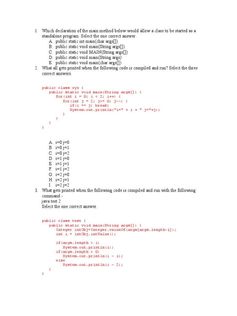 Mock Java Pdf C Programming Language Method Computer Programming 0855