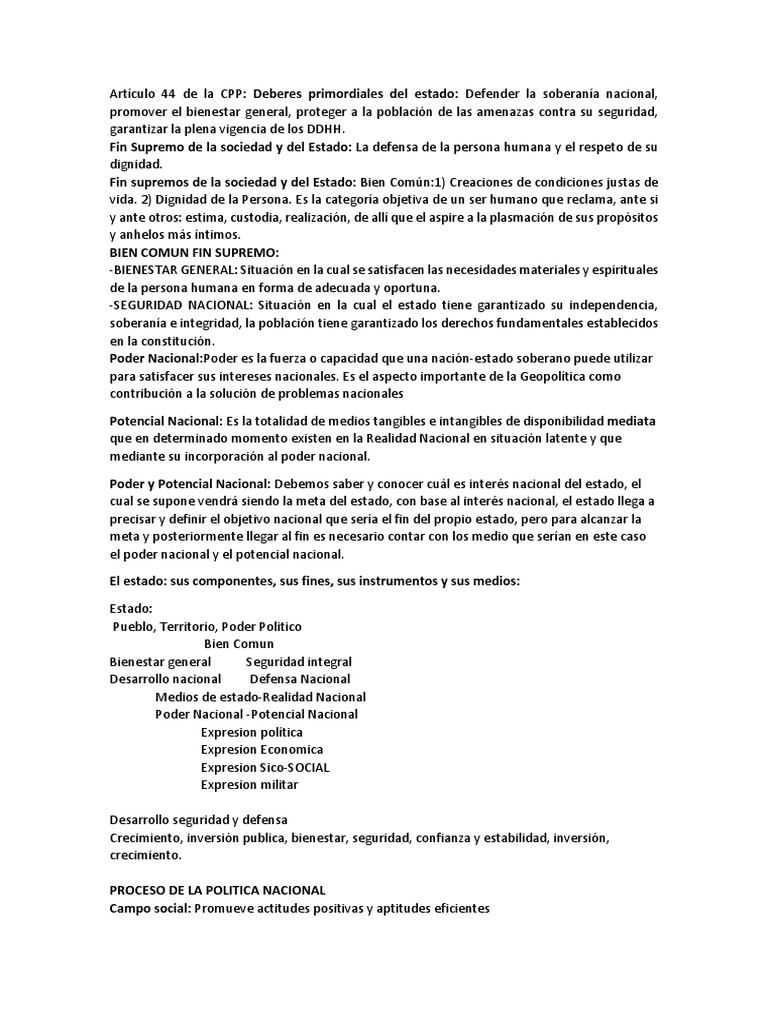 Artículo 44 de La CPP | PDF | Bien común | Estado (política)