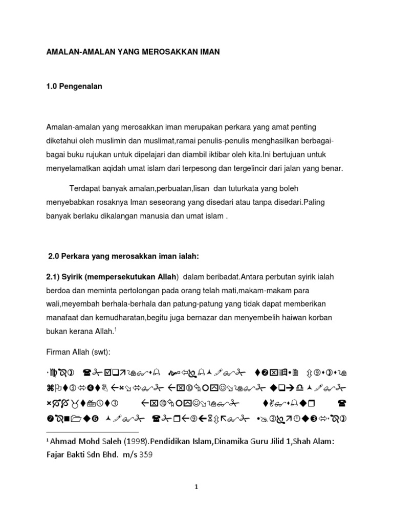 Amalan Merosakkan Iman dalam Islam | PDF