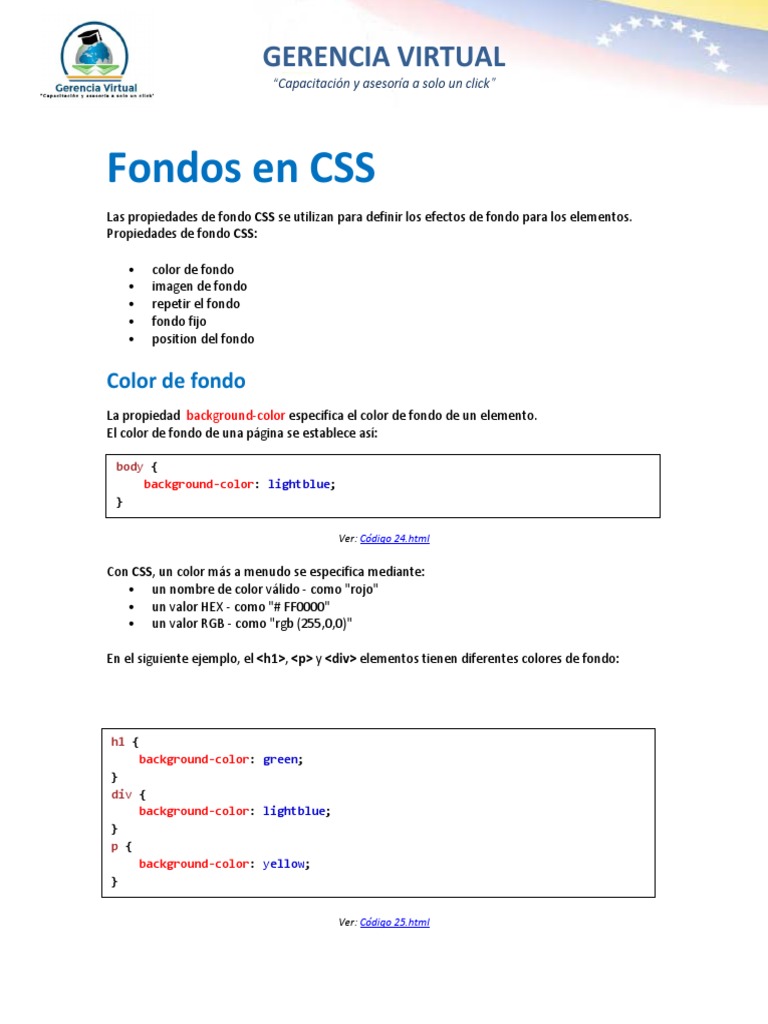 3 Fondos en CSS | PDF | Hojas de estilo en cascada | Color