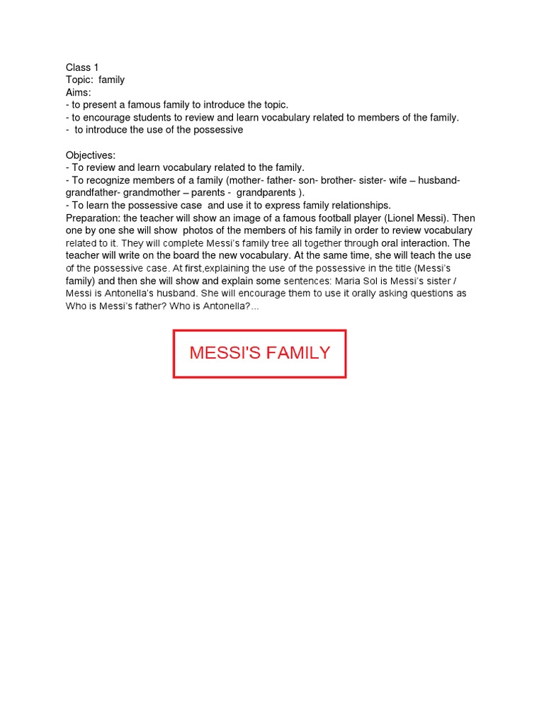 Didactic Sequence: Families | PDF | Lionel Messi | Wedding