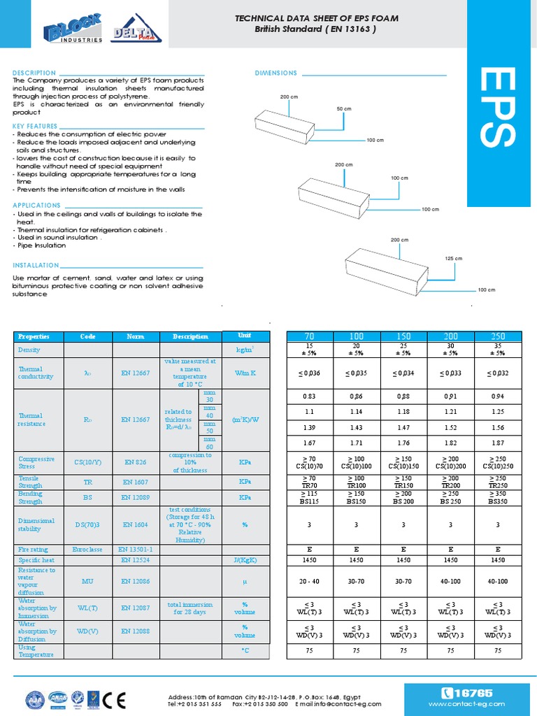 EPS Data PDF | PDF | Polystyrene | Thermal Insulation