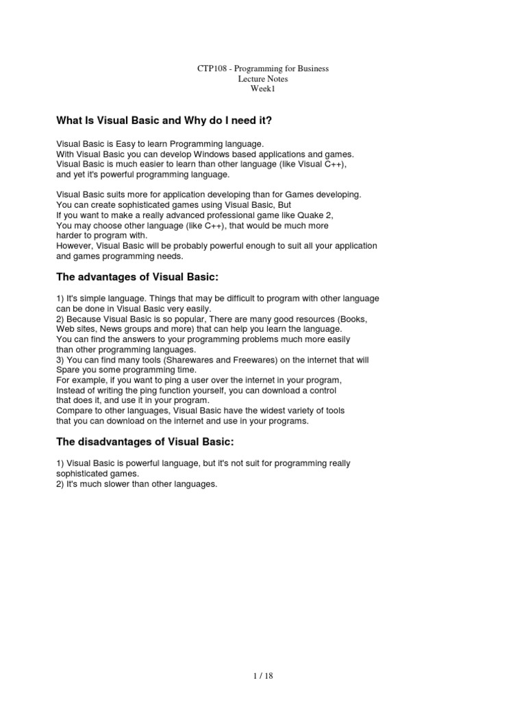 What Is Visual Basic and Why Do I Need It? | PDF