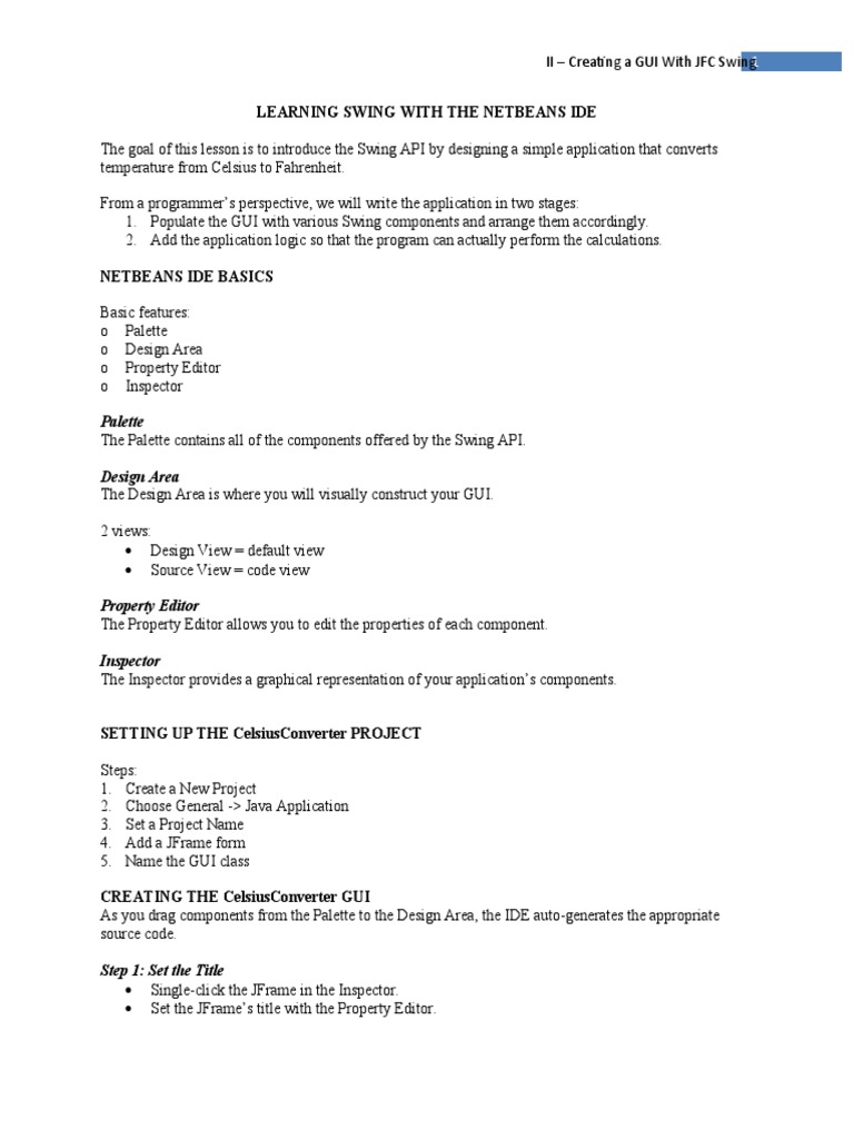 Learning Swing With The Netbeans Ide Pdf Computing Application Software