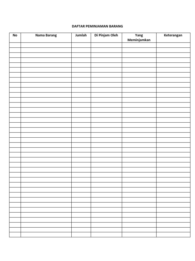 Daftar Peminjaman Barang | PDF