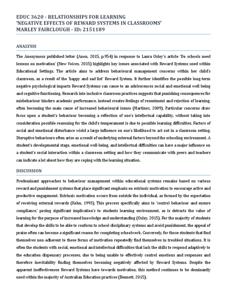 Negative Effects of The Reward System Response | PDF | Motivation ...