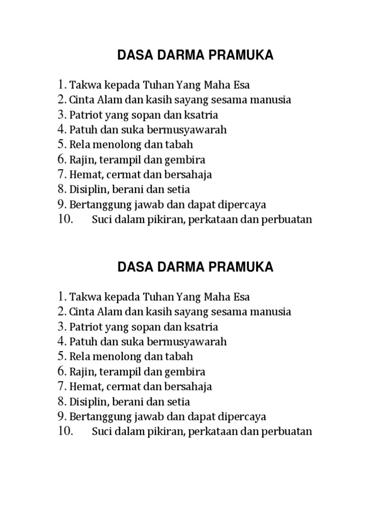 Dasa Darma Pramuka | PDF