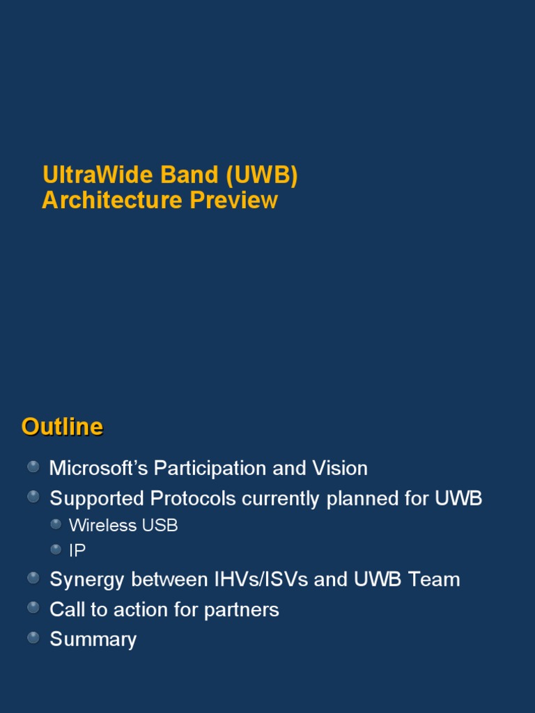 Ultrawide Band (Uwb) Architecture Preview | PDF | Usb | Data Transmission