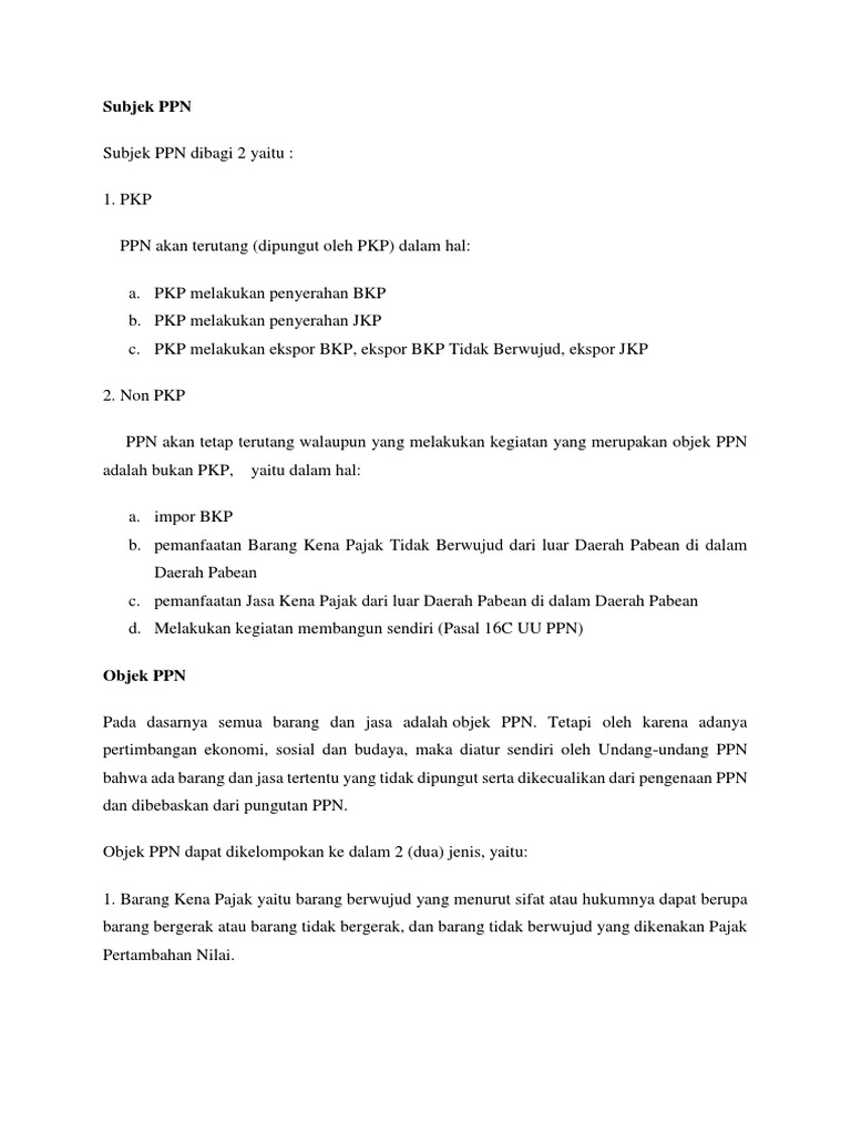 Subjek Dan Objek PPN | PDF