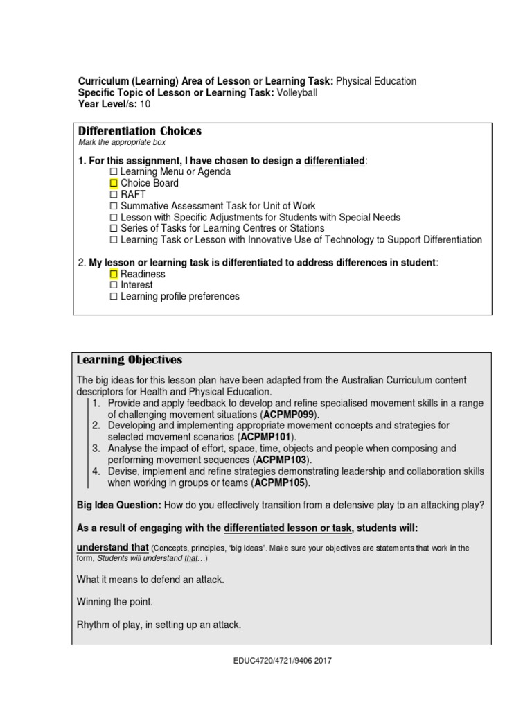 Volleyball Differentiation | PDF | Volleyball | Education Theory
